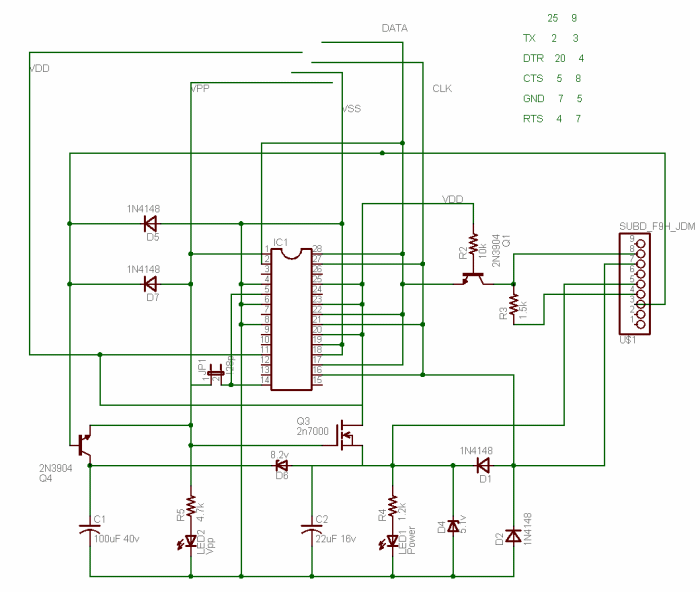 Modified JDM PIC programmer