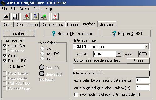 Modified JDM PIC programmer